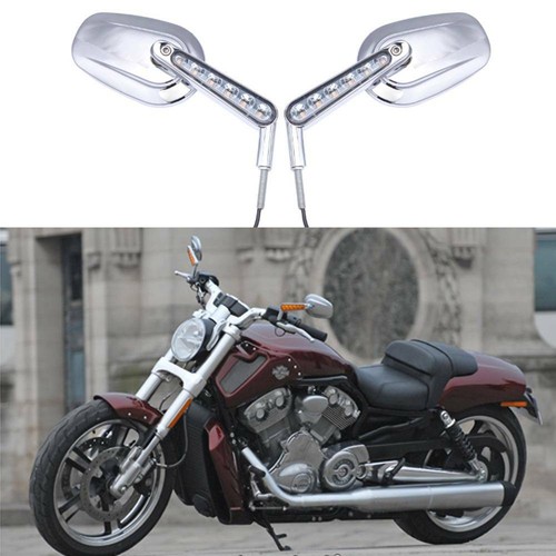 Chrome Rear View Mirrors LED Turn Signals Light For Harley V-ROD VRSCF ...