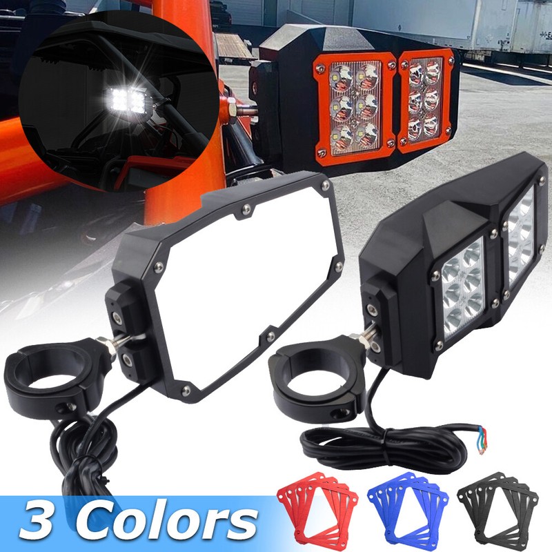 UTV Rear View Side Mirrors w/ LED Light Polaris RZR Can-Am SXS 1.5"-2 ...