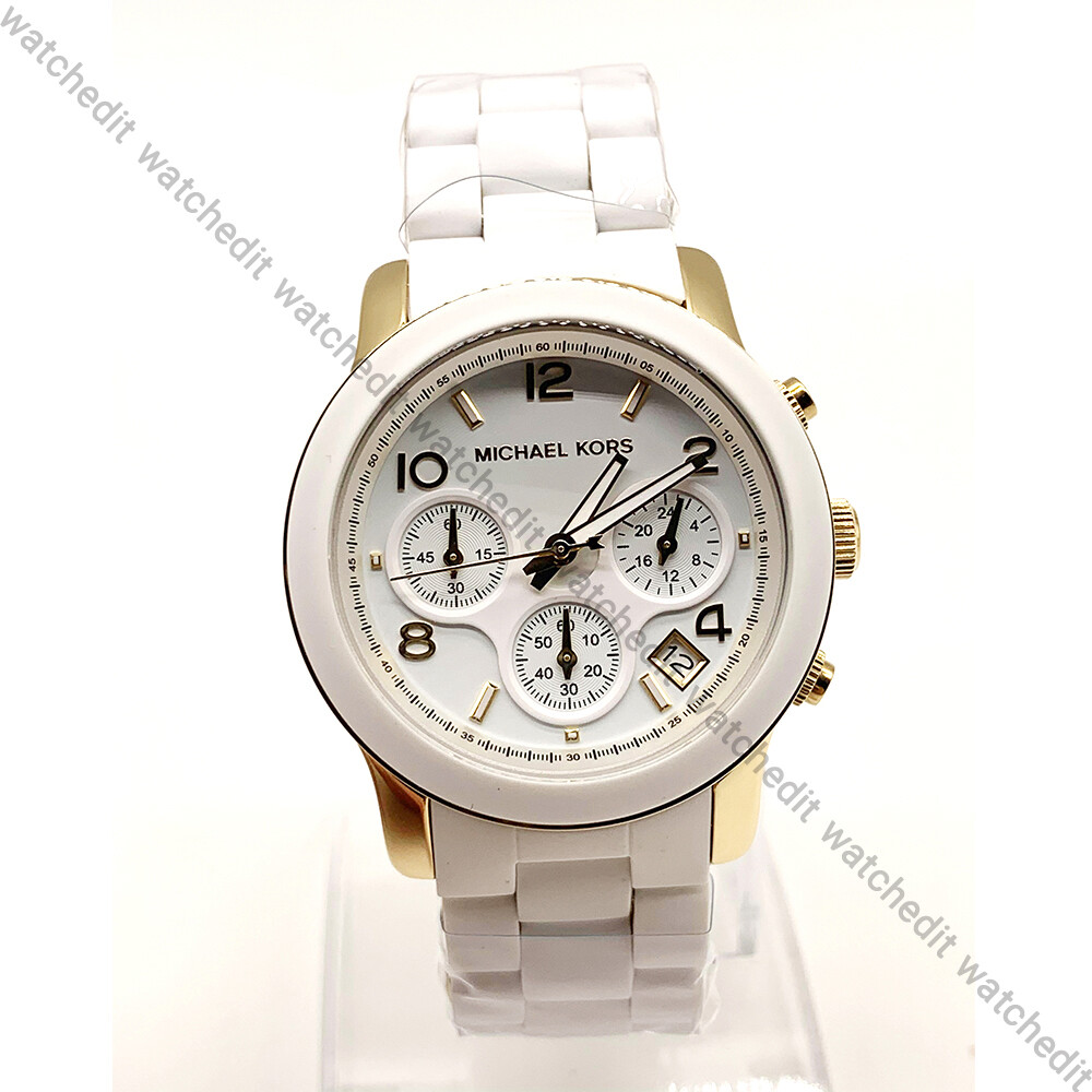 MICHAEL KORS MK5145 White Stainless Steel Bracelet Chronograph Women's ...
