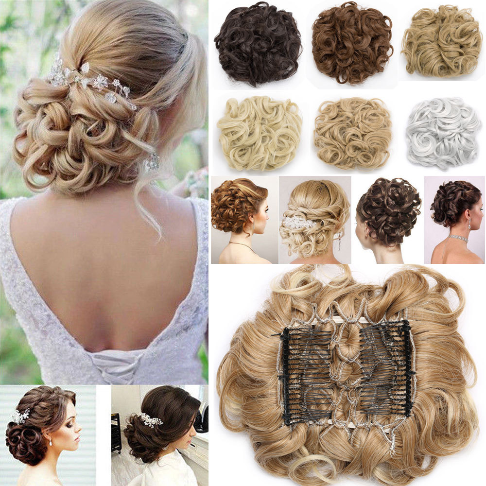 Curly Messy Bun Combs Chignon Scrunchie Updo Cover Hair Extensions as ...