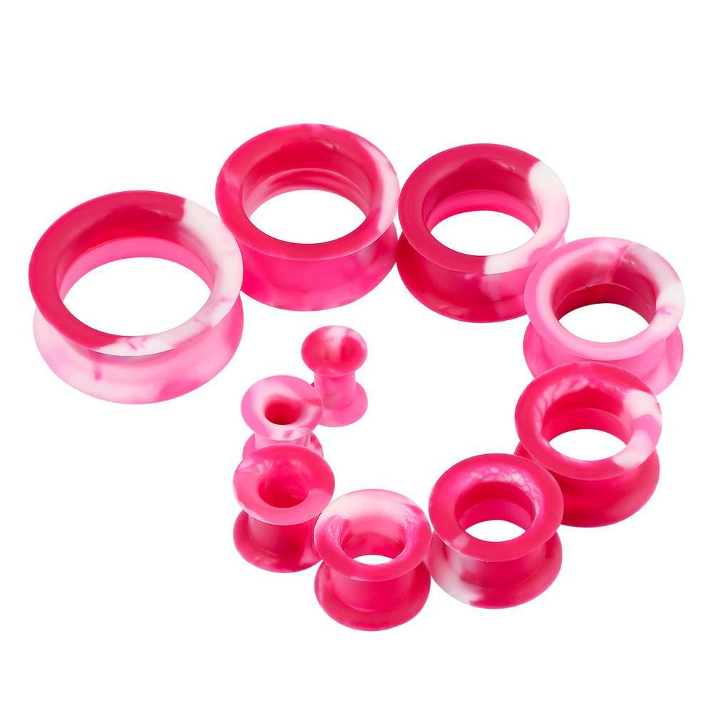 2PCS Ear Tunnel Plugs Double Flared Hollow Hard Silicone Ear Gauges ...