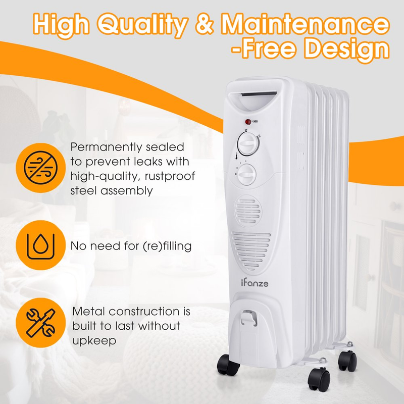 Home Warmer 1500w | Oil Filled Electric Space Portable Radiator Heater ...