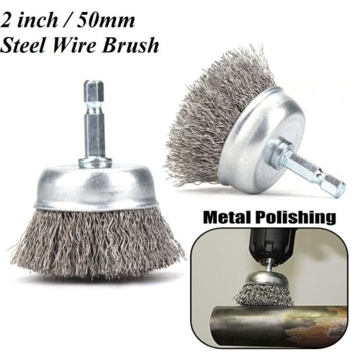 2 Stainless Steel Wire Wheel Brush Die Grinder Drill Rotary Tool 1 4 Hex Shank