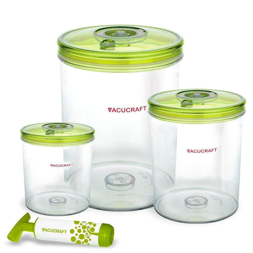 VacuCraft 4-piece Cylinder Vacuum Food Container Set for sale online | eBay