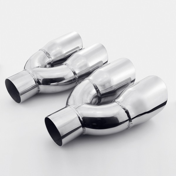 1 Pair Quad 3" Out Exhaust Tips 2.25" In 9" Long Dual Wall 304 ...
