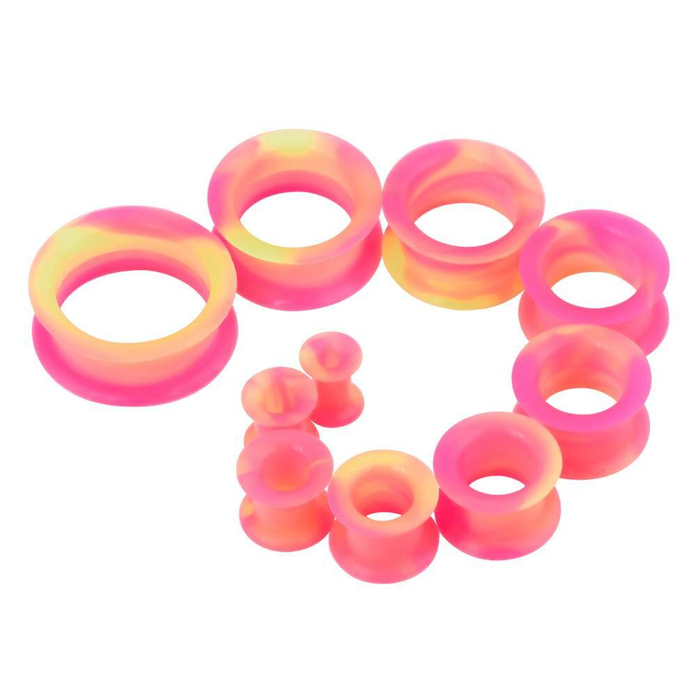 2PCS Ear Tunnel Plugs Double Flared Hollow Hard Silicone Ear Gauges ...