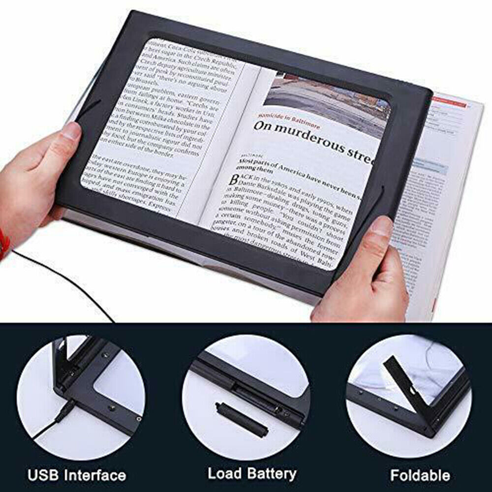 6 LED Large Full Page Hands Free Magnifying Glass Sheet Magnifier Neck ... 6 LED Large Full Page Hands Free Magnifying Glass Sheet Magnifier Neck ...