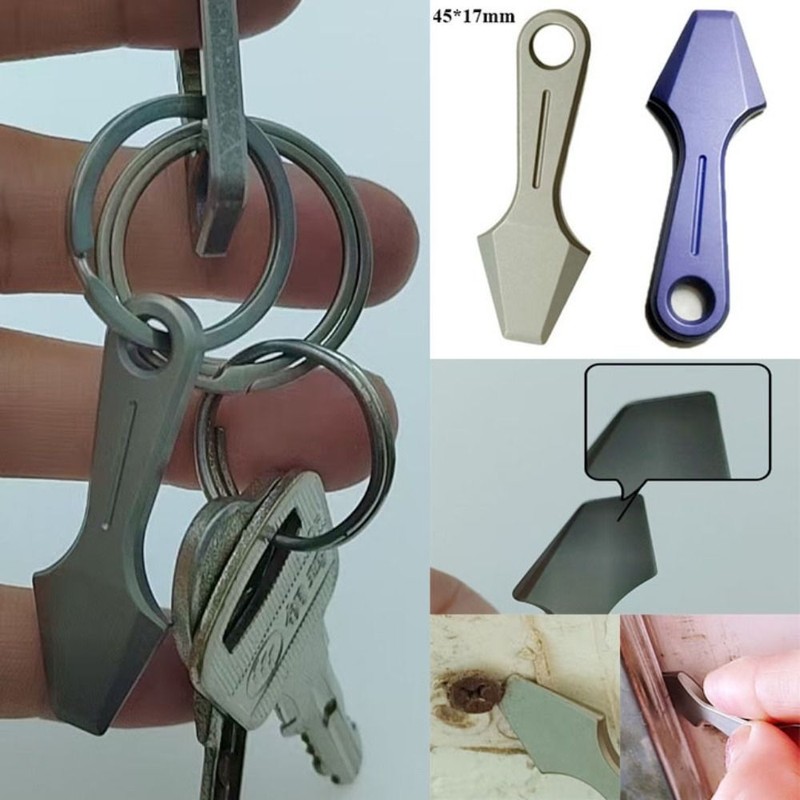 Real Key Rings Titanium Alloy Pry Bar Keychains EDC Tool Male ...