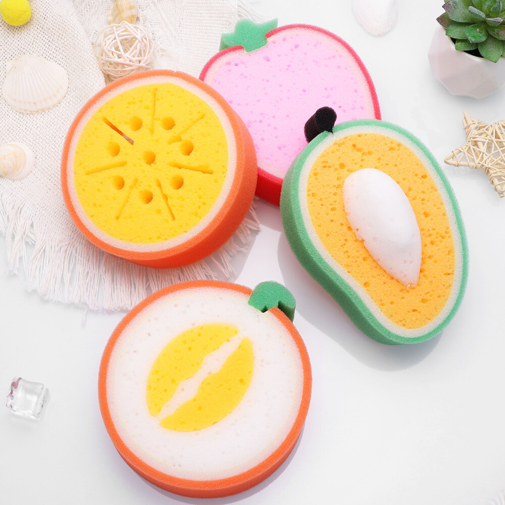 4PCS Kids Bath Sponge Fruit Shaped Cute Body Cleaning Sponge for Babies ...