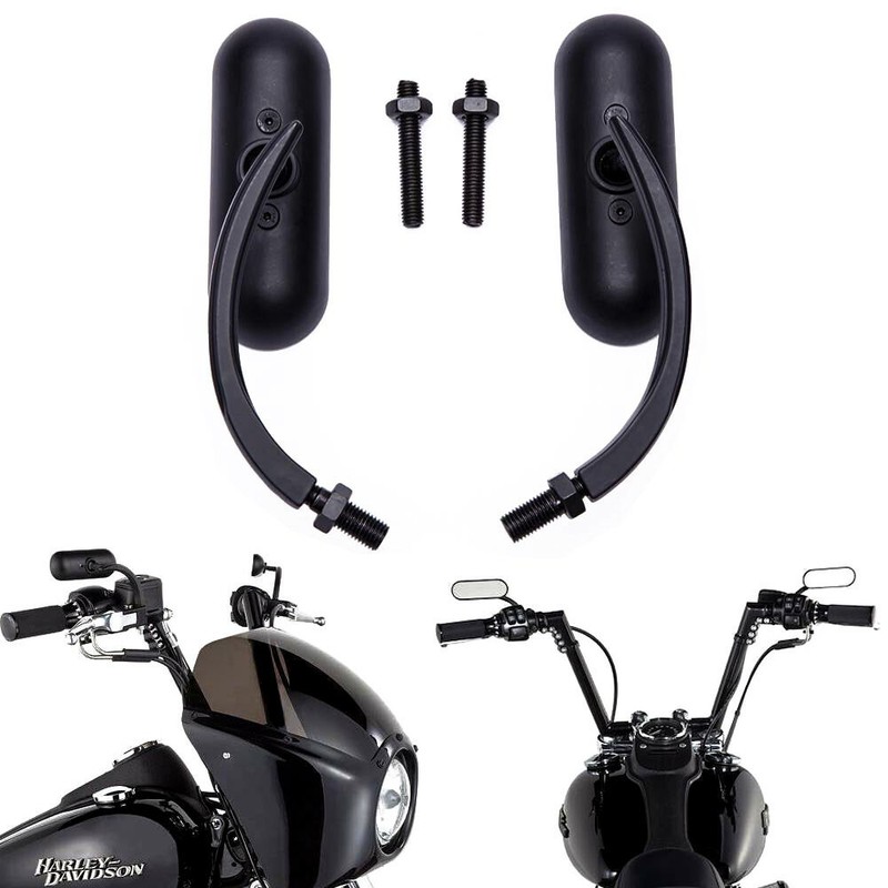 Black Mini Oval Motorcycle Mirrors For Harley Dyna Softail Sportster