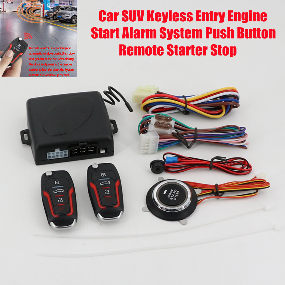 Car Keyless Entry Engine Start Alarm Push Button Remote Control Starter ...