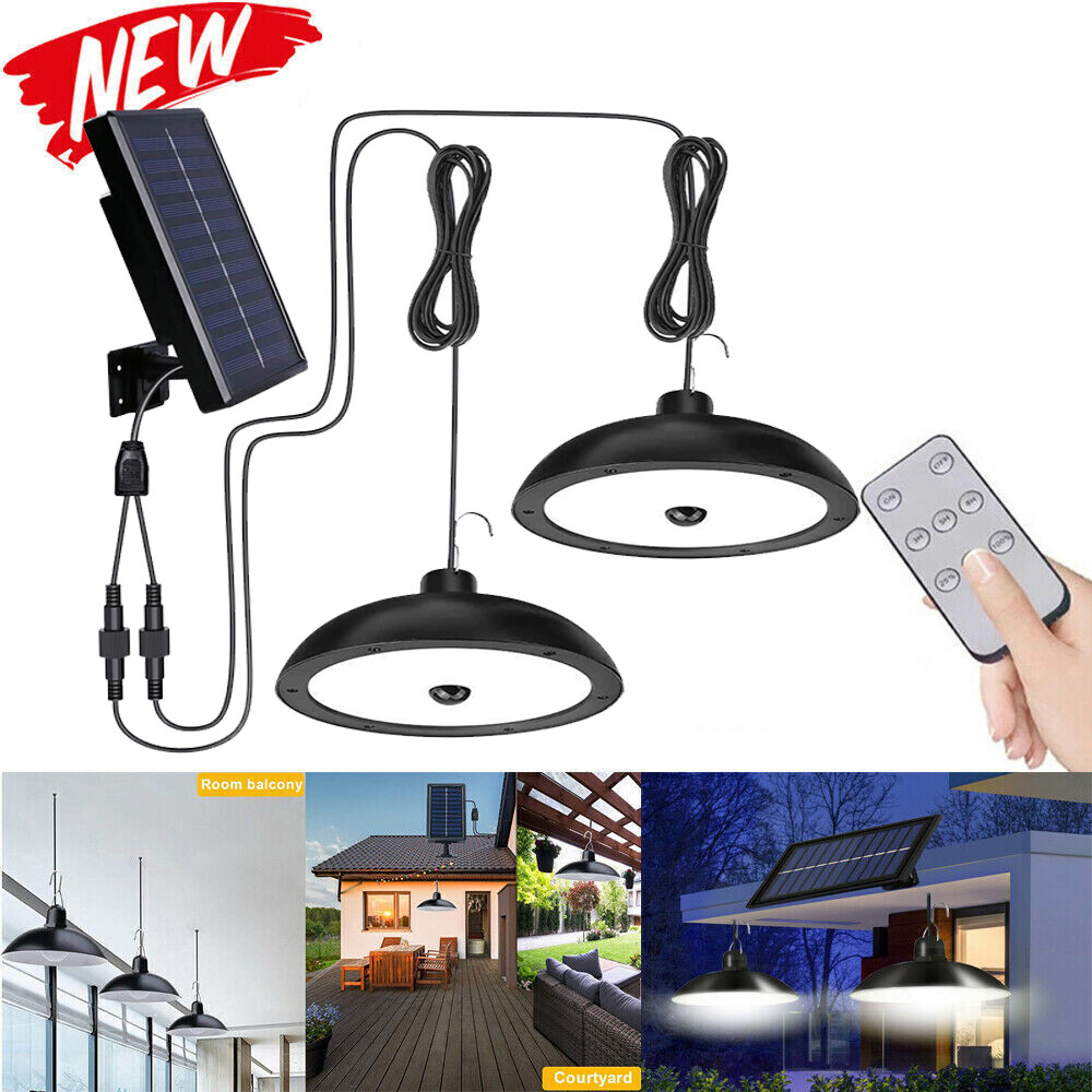 Double Head LED Pendant Light Solar Outdoor Indoor