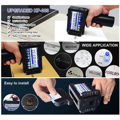 Handheld Inkjet Printer 600DPI Ink Date Word QR Code Barcode Logo Label Machine | eBay