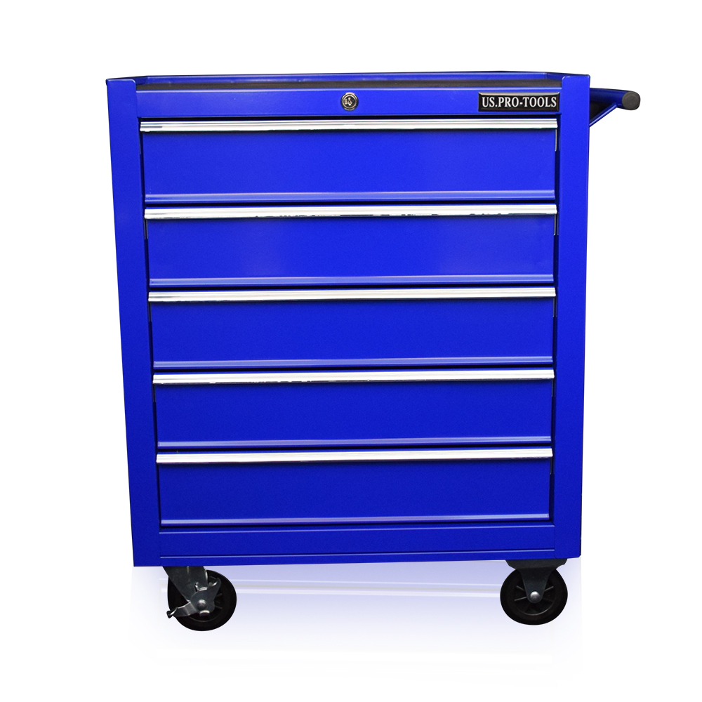 130 US PRO BLUE TOOLS CHEST TOOL BOX ROLLER CABINET 5 DRAWERS MECHANICS ...