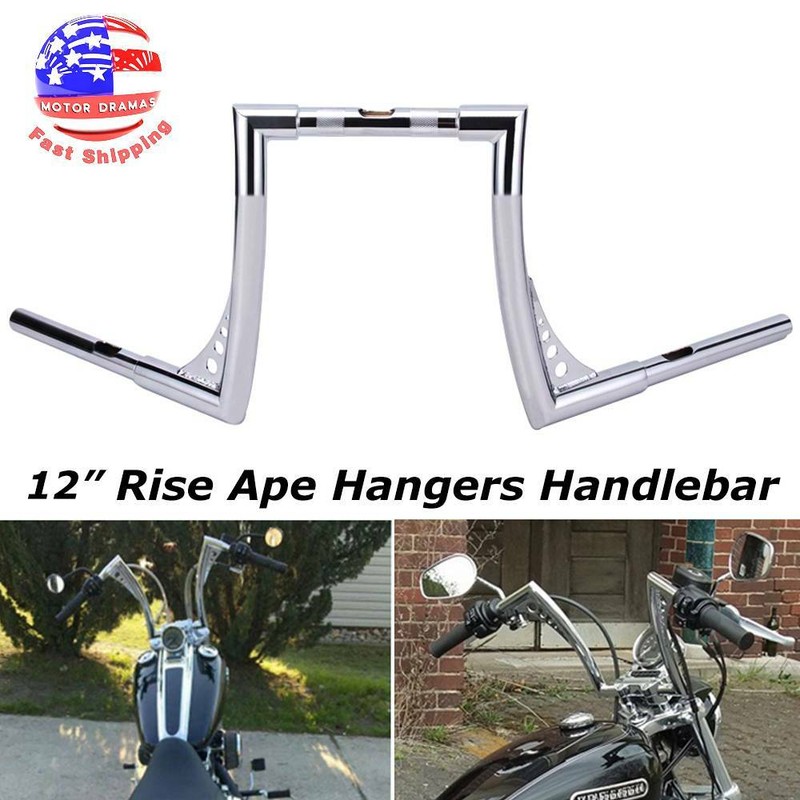 12" Inch Handlebar Rise Ape Hangers For Harley Sportster 883 1200 FLST ...