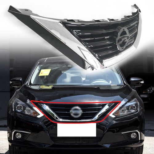 ABS Chrome Front + Upper Grille Hood Grill For 2016 2017 2018 Nissan ...