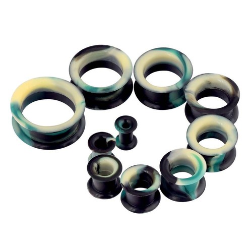 2PCS Ear Tunnel Plugs Double Flared Hollow Hard Silicone Ear Gauges ...