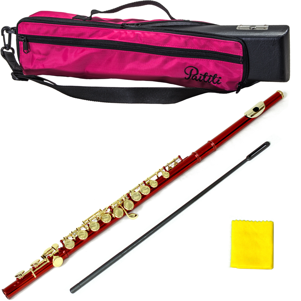 *BIG SAVING* C Foot Red Flute with Gold Keys + Hard Case + Soft Bag ...
