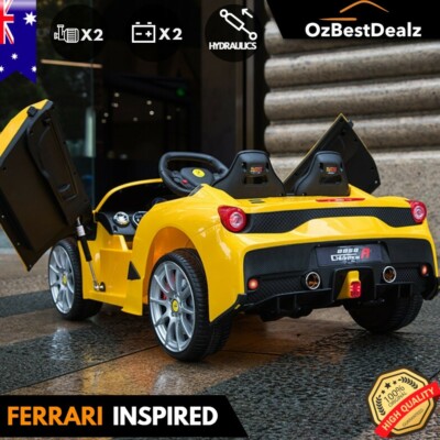 FERRARI Style Inspired red yellow Sports Kids Ride On Car Remote Control LIGHTS eBay