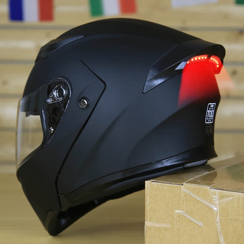 Bike Helmets Dot | With Led Light Double Visor Flip Up Helmet Full Face ...