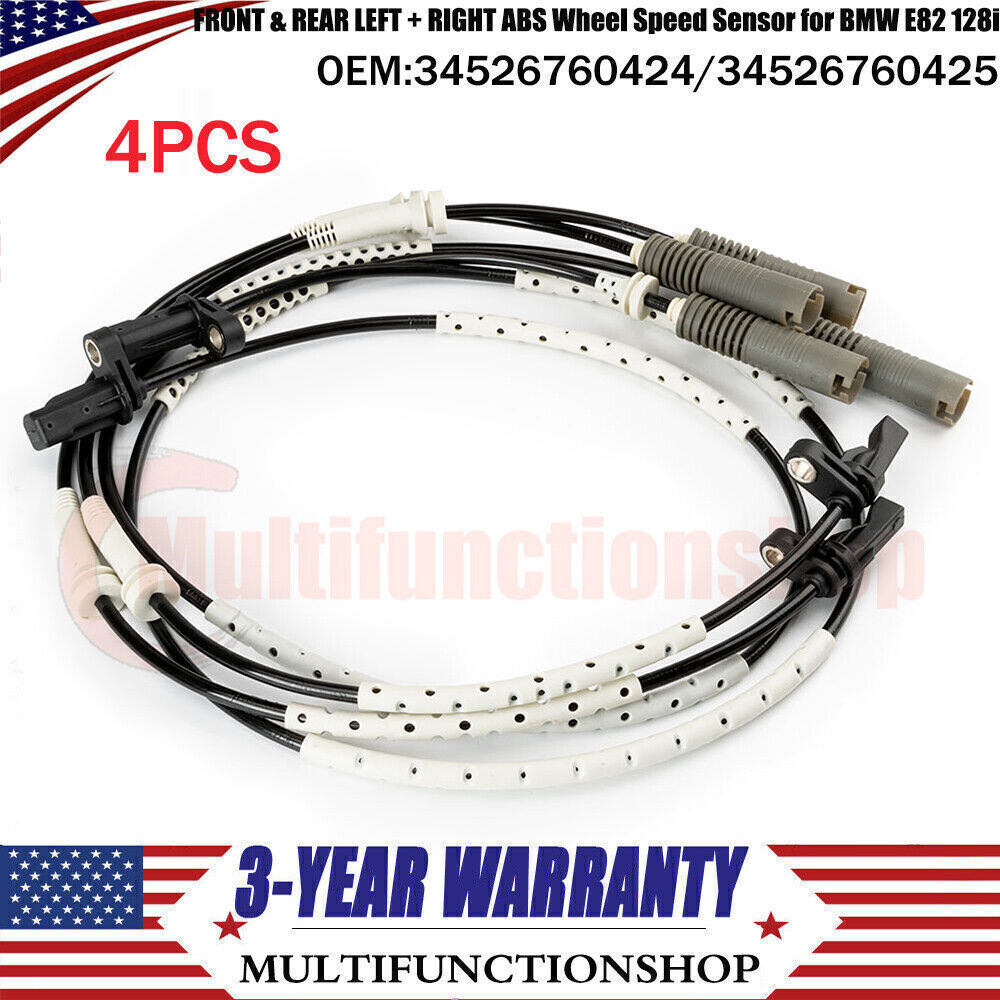 4PCS Front & Rear Left + Right ABS Wheel Speed Sensor For BMW E82 128i ...