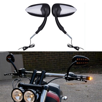 Motorcycle Rearview Side Mirrors LED Turn Signal For Harley Dyna FXDF ...