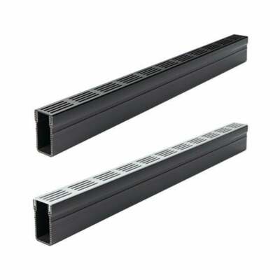 ACO Threshold 1mtr Plastic Slimline Channel Drain & Silver or Black ...