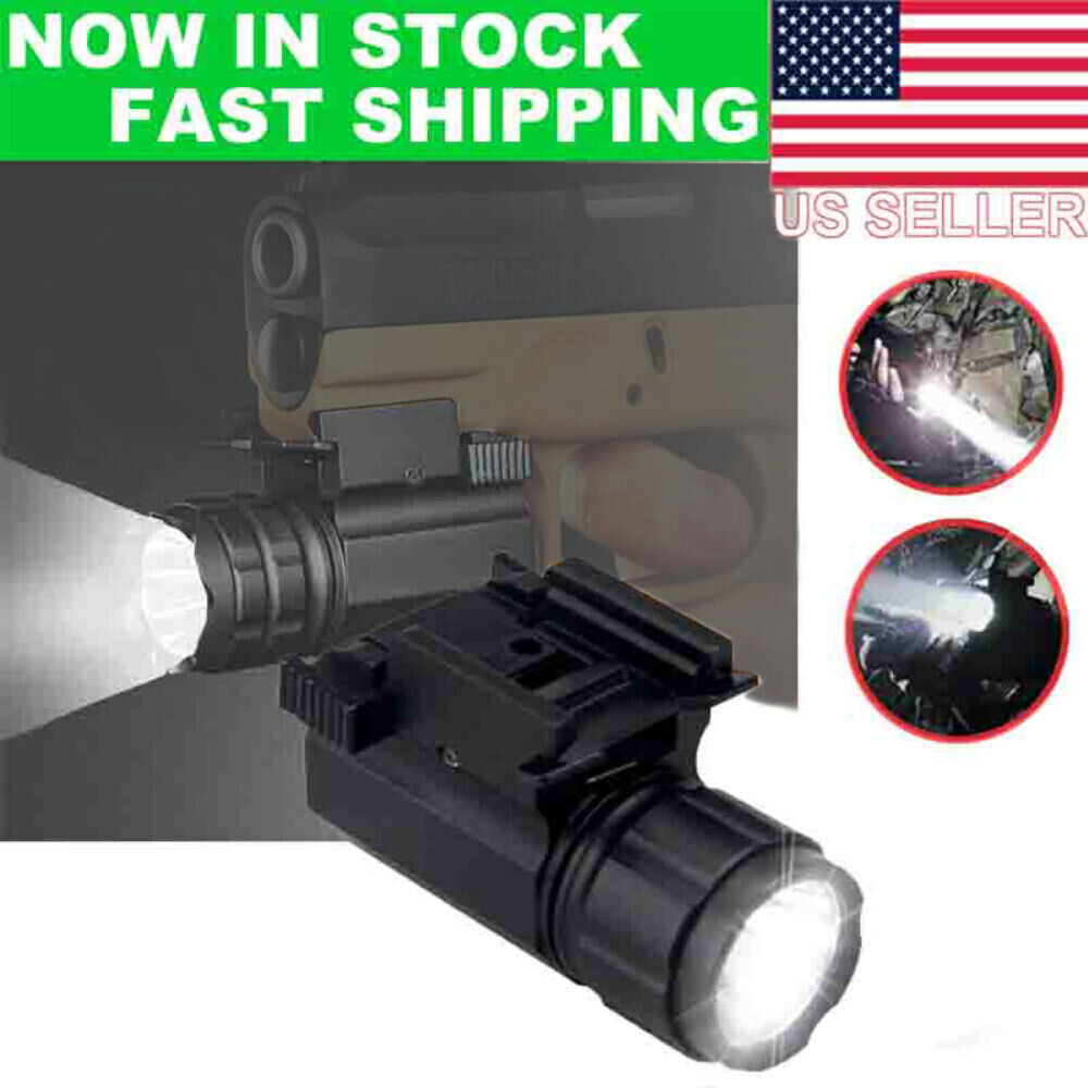 Tactical LED Pistol Flashlight Light Airsoft Rifle Picatinny