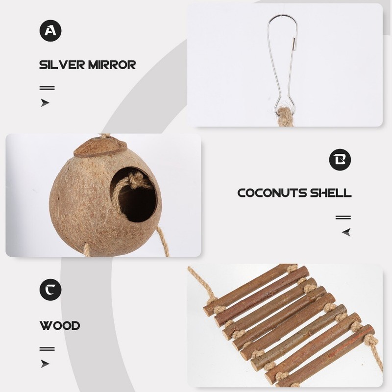 Reptile Gecko Ladder Hut Hide Housecave Bird Nesting Hideouts Hiding T ...