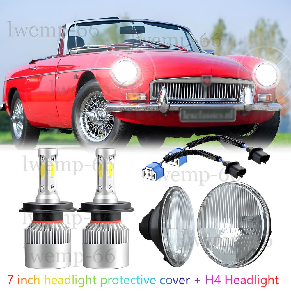 DOT Pair Led 7inch Round Headlights Headlamp High/Low Bulbs for MG MGB ...