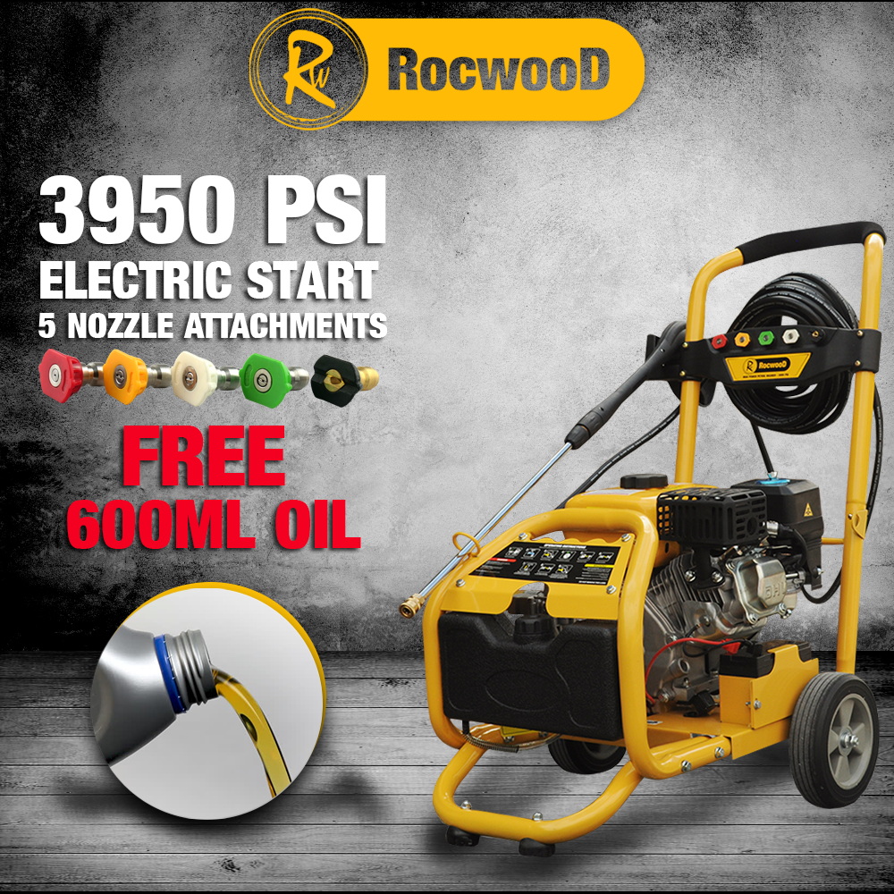 RocwooD Petrol Pressure Power Washer ELECTRIC START 3950 PSI 8HP Jet ...