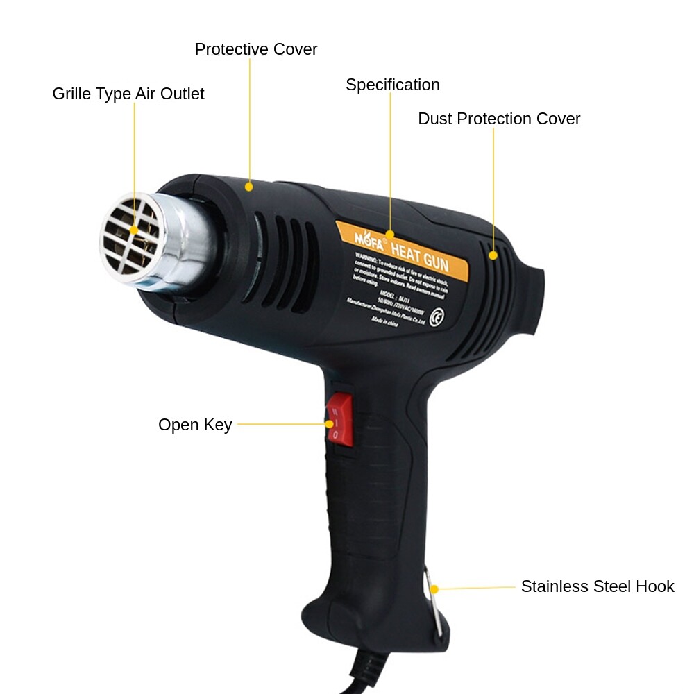 2500W Heat Gun Electric Hot Air Gun Dual