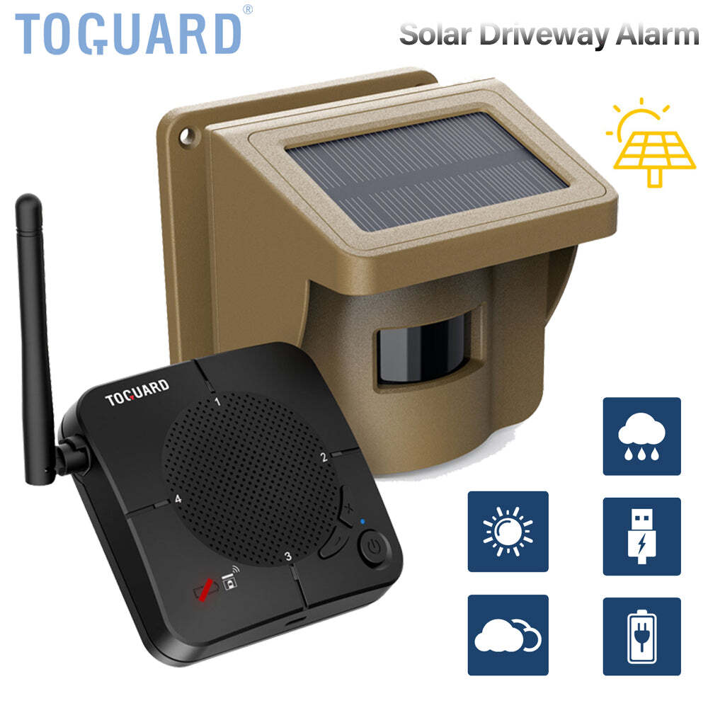 1/2 Mile Long Range Solar Wireless Driveway Alarm Outdoor Motion Senso ...