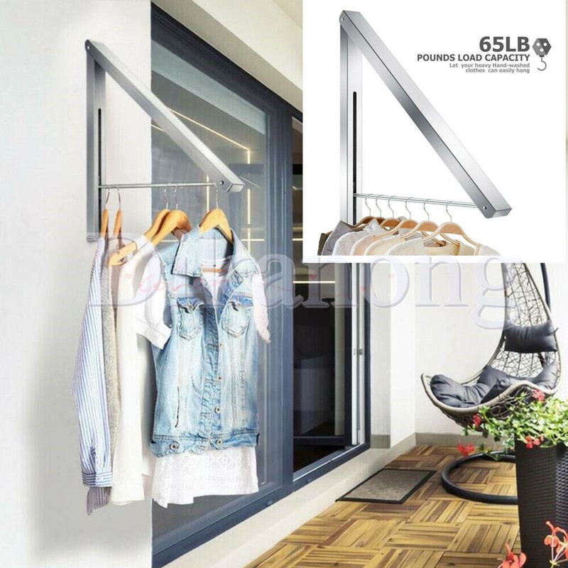 Rack | Retractable Clothes Rack Wall Mounted Folding Clothes Hanger ...
