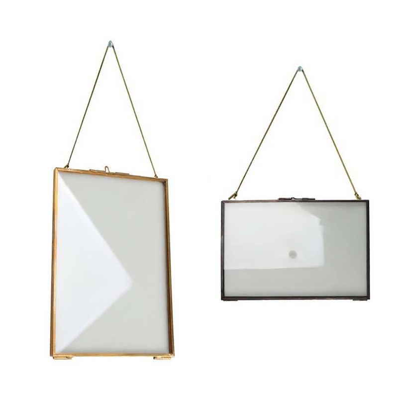 Metal & Glass Double Sided Hanging Photo Picture Frame Vintage ...