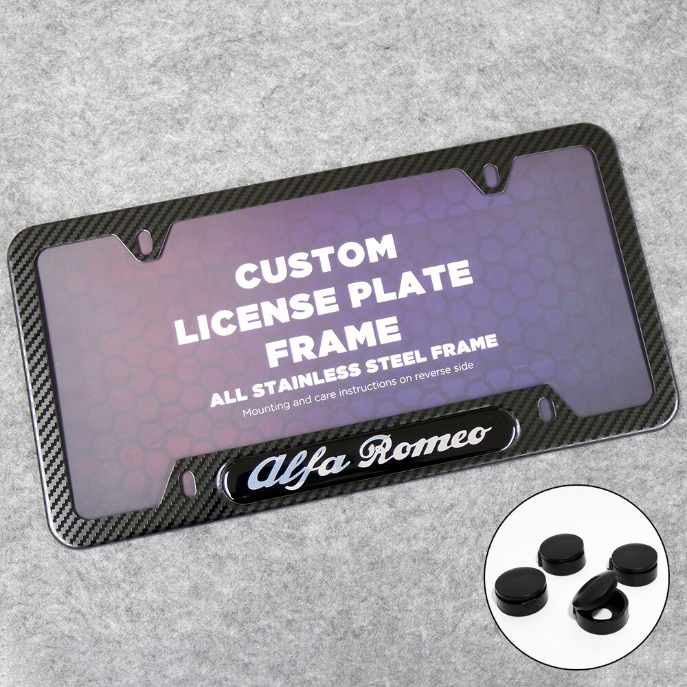 Alfa Romeo Sport Front or Rear Carbon Fiber Texture License Plate Frame ...