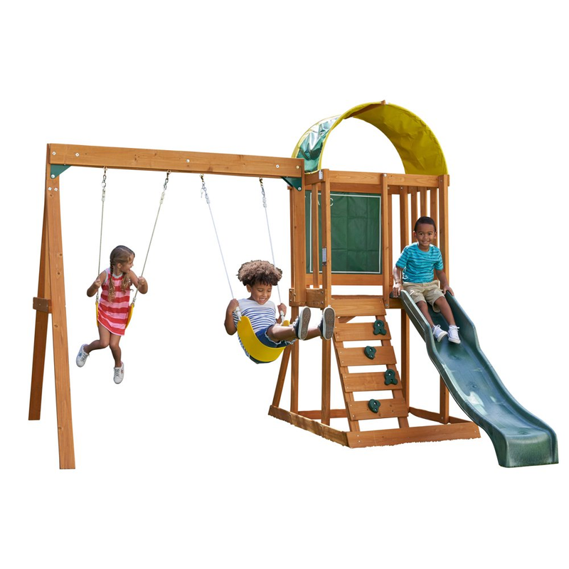 Wooden Swing/Slide Set Playground Outdoor Playhouse Backyard Kids