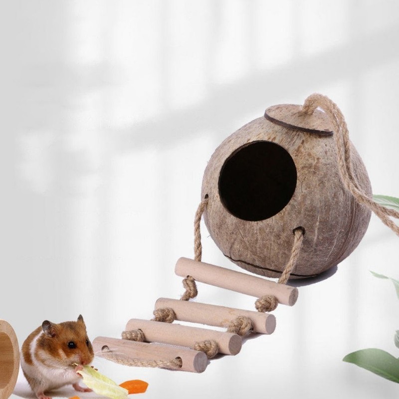 Reptile Gecko Ladder Hut Hide Housecave Bird Nesting Hideouts Hiding T ...