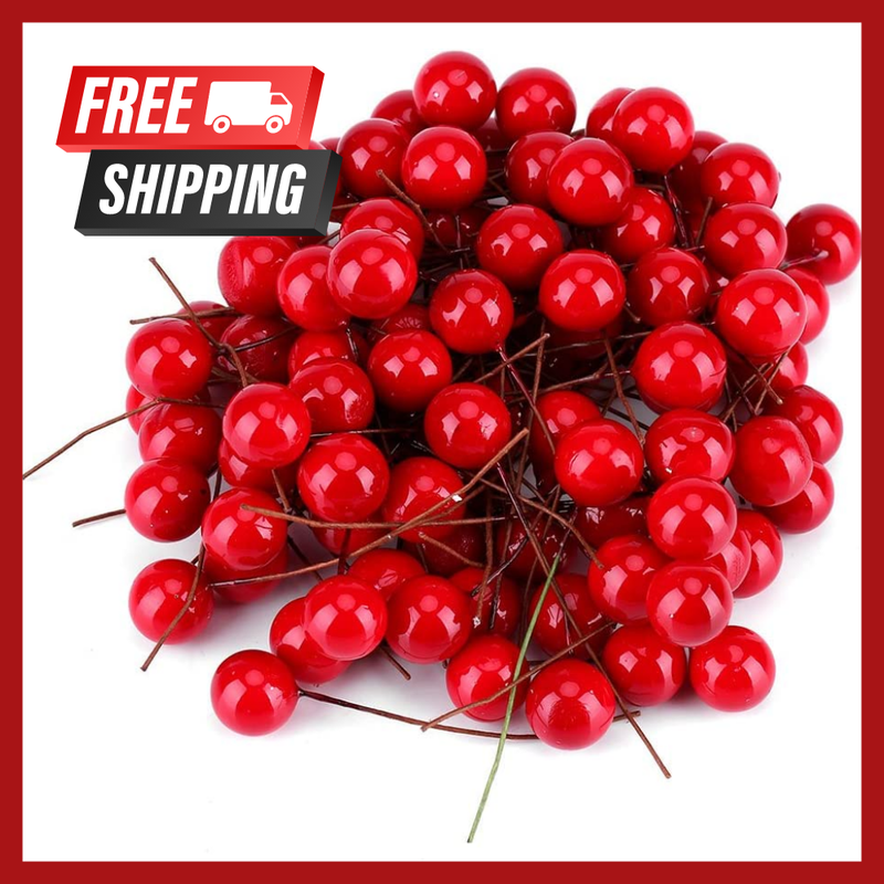 100 Artificial Cherries Lifelike Simulation Red Fake Berries