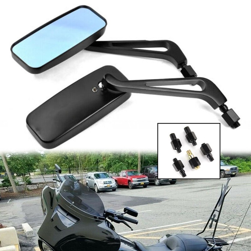 Rectangle Motorcycle Mirrors For Kawasaki Harley Cruiser Bobber Chopper ...