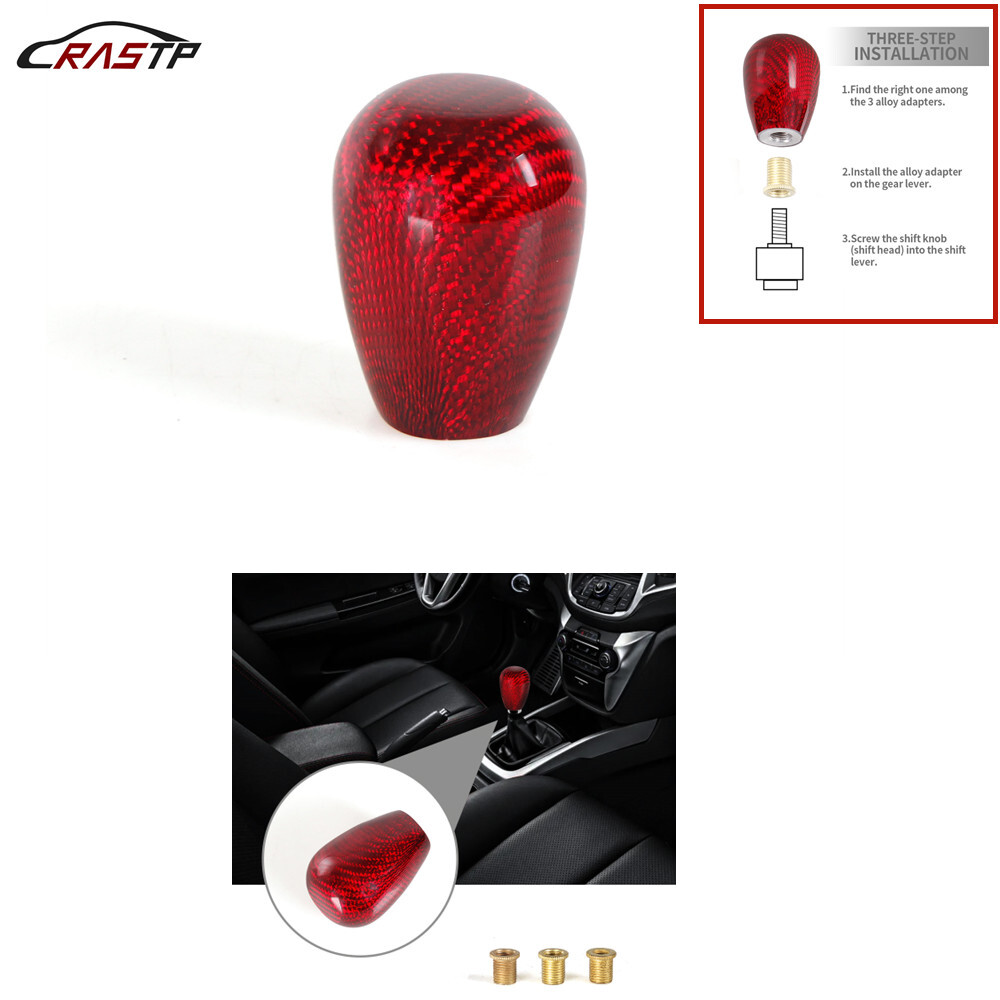 Shift Knob Shifter | Jdm Universal Red Carbon Fiber Automatic Car Gear