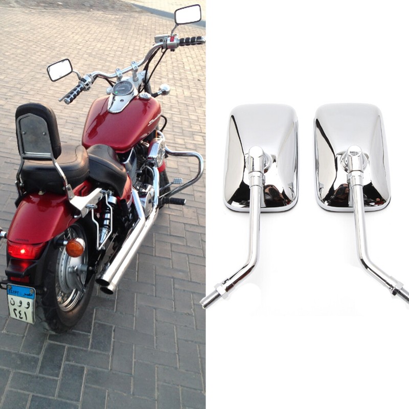 Chrome Rectangle Motorcycle Mirrors 10MM For Kawasaki Vulcan VN 500 800 ...