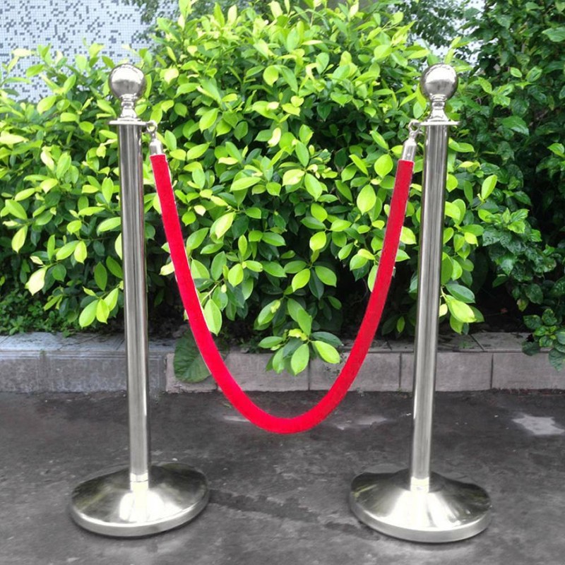 2xPolished Steel Queue Rope Barrier Posts Stands Twisted Rope Stanchion ...