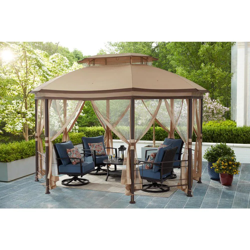Patio Gazebo W/ Canopy Octagonal Steel Frame W/