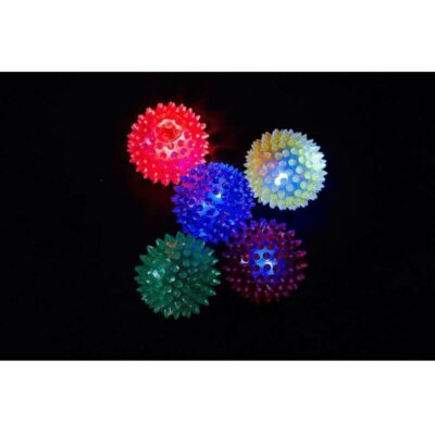 6 Pack Light-up Flashing LED Spiky Squeaky Balls, Blinking Rubber Ball ...