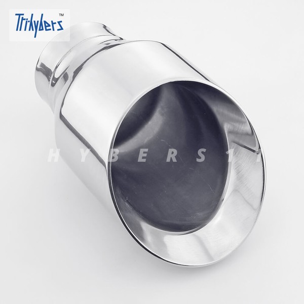 2.5" Inlet 4" Out 6.3" Long Dual Layer Round Angle Cut 304 Stainless ...