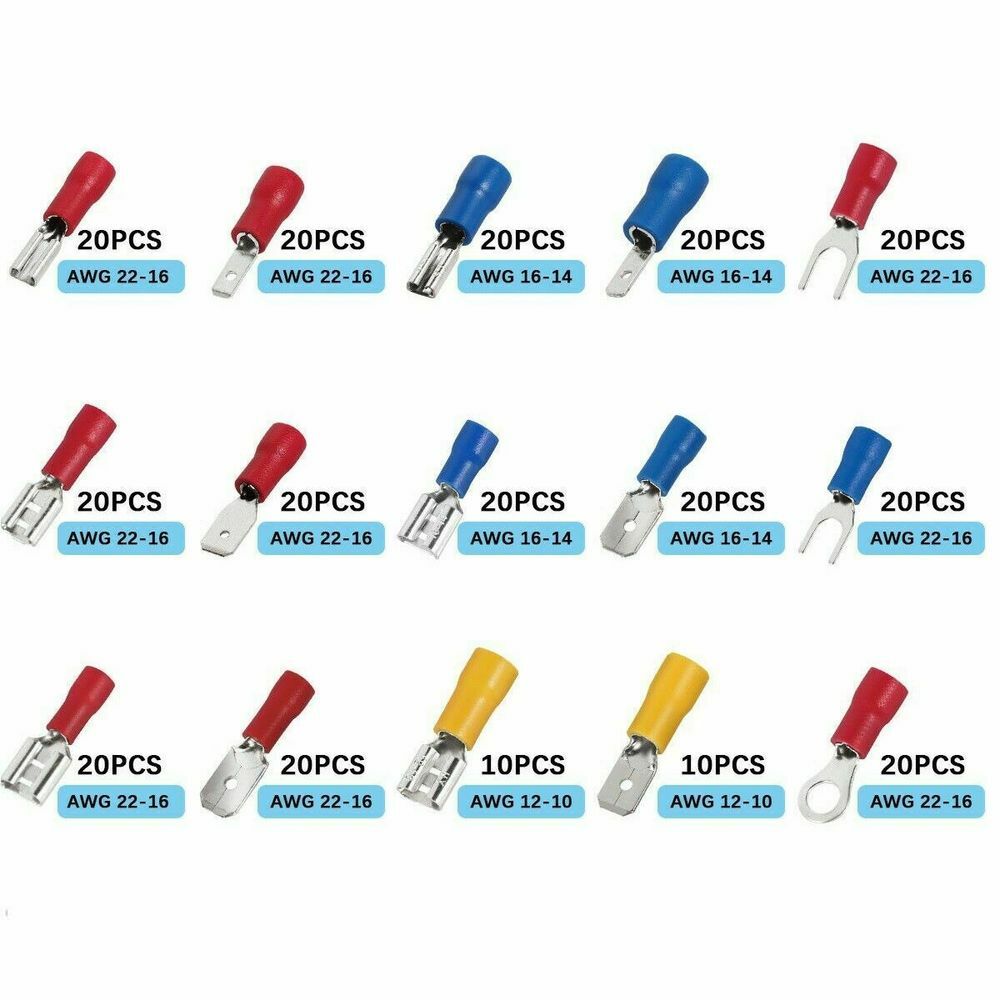 280Pcs Assorted Insulated Electrical Wire Terminals Crimp Connectors Spade Kit | eBay