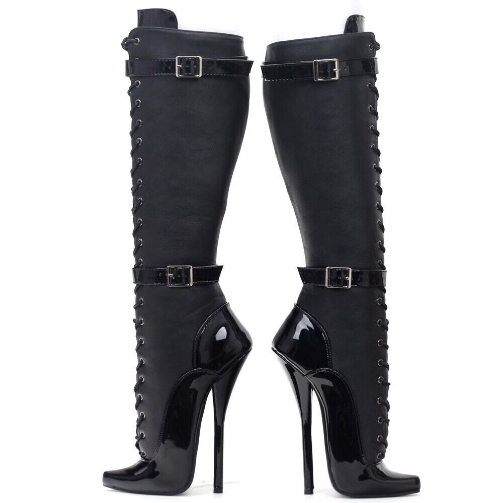 Extreme 7 Metal High Heel Ballet Knee High Boots Stiletto Fetish Uk3