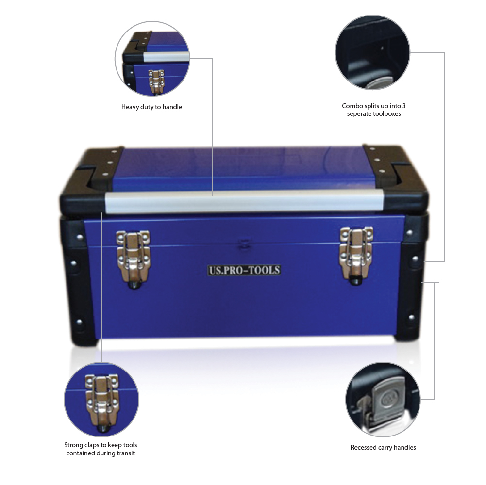 US PRO Tools 3 IN 1 Mobile Rolling Chest Trolley Cart cabinet Wheels ...