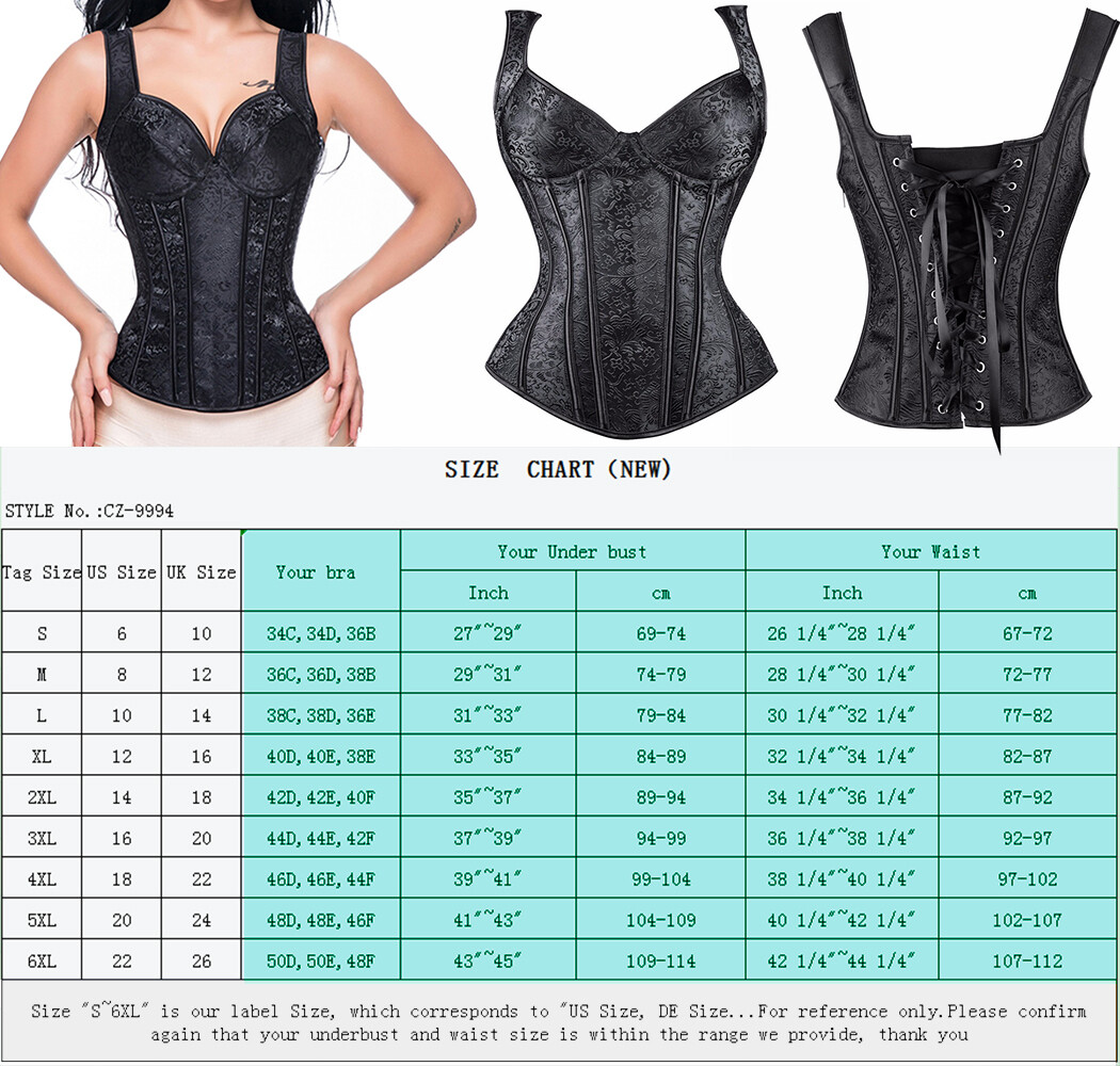Black Sexy Bustier Underbust Lace Up Women Corset Top Steampunk Basques ...